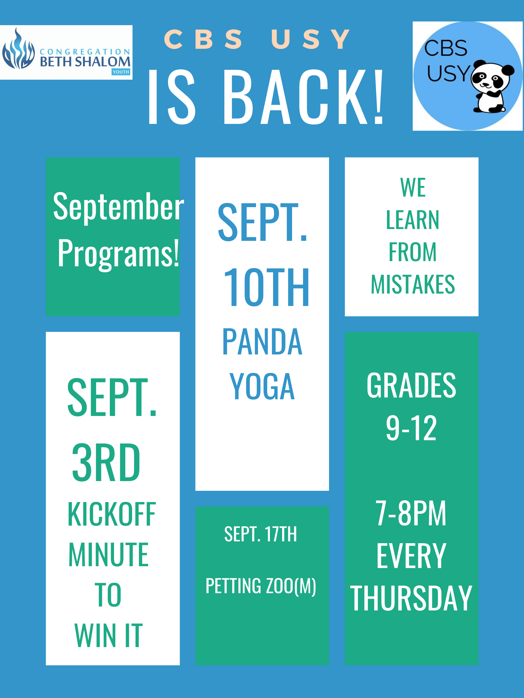 Sept. 2020 USY | Congregation Beth ShalomCongregation Beth Shalom